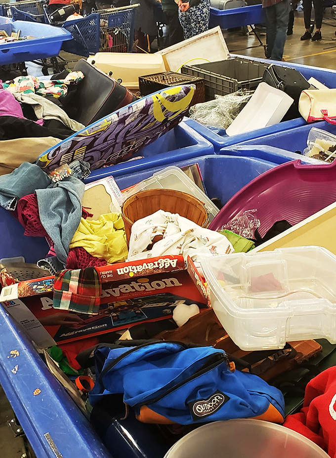 A bin that proves one generation's castoffs become another's discoveries. Somewhere in this colorful chaos is exactly what you didn't know you needed.