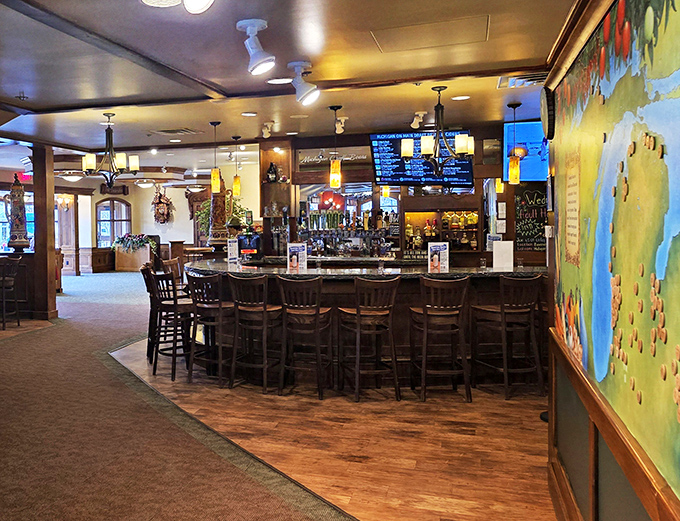 A bar that says "Gem&uuml;tlichkeit" without saying a word&mdash;where beer steins meet Michigan craft brews in perfect harmony.