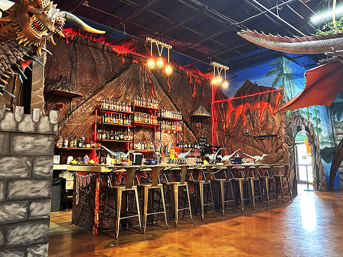 The bar looks like it was carved from prehistoric amber. Order something on the rocks&mdash;they've had about 200 million years to chill.