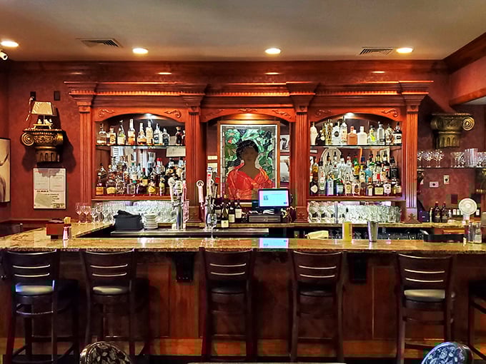 A bar that strikes the perfect balance between "I've arrived" and "I belong here." The woodwork alone deserves its own appreciation society.