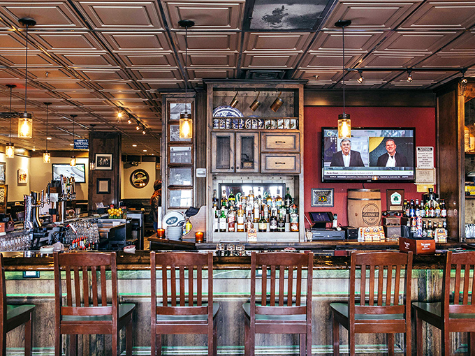 The bar showcases an impressive whiskey collection that would make any Irish publican nod with respectful approval.