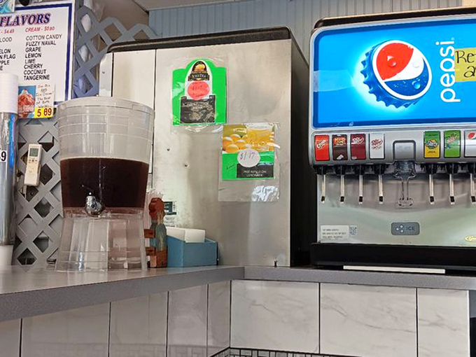 The drink station&mdash;where decisions between Pepsi and iced tea pale in comparison to the 24 ice cream flavors waiting to be chosen.