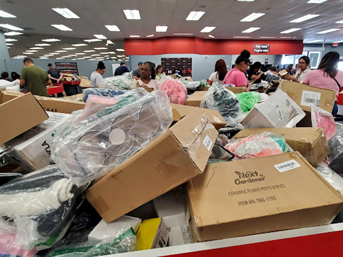 Each box contains a mystery. It's like a giant game of "Let's Make a Deal" where every container might hold something wonderful or wonderfully weird.