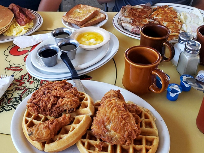 Chicken and waffles: the breakfast equivalent of a power couple. Sweet meets savory in a relationship that makes more sense than most Hollywood marriages.