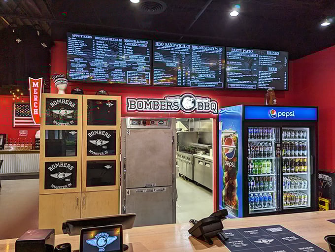 Where barbecue dreams are born&mdash;the counter area showcases Bombers' menu in all its glory. Decision paralysis is a real risk here.
