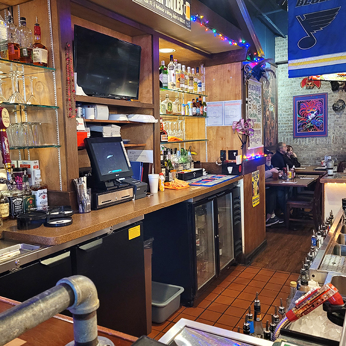 A bar stocked with everything needed to craft the perfect hurricane &ndash; because seafood and rum have been friends since pirate times.