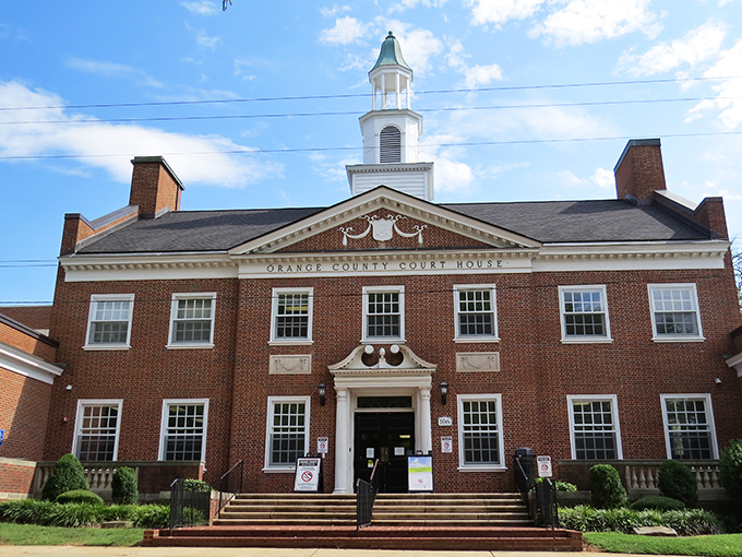 The Orange County Courthouse stands as Hillsborough's crown jewel of civic architecture, where history and government continue their centuries-old dance.
