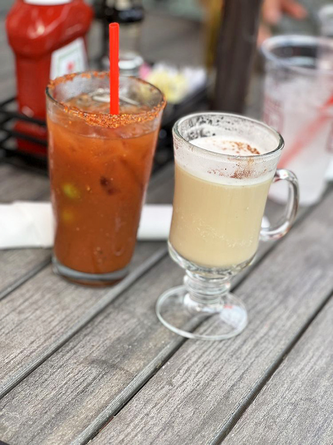 A proper Bloody Mary stands at attention next to its creamy counterpart&mdash;breakfast's most sophisticated drinking duo.
