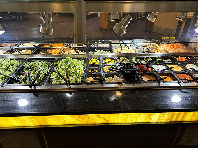 The salad bar &ndash; where we all pretend our token helping of vegetables somehow balances out the four plates of everything else we're about to devour.
