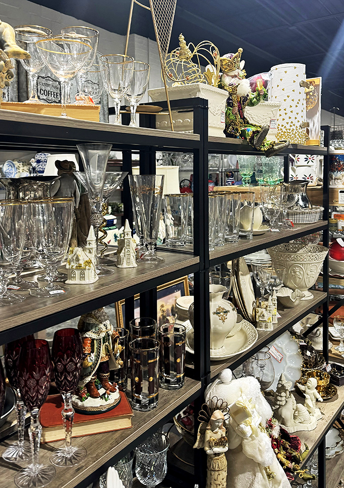 Crystal and colored glass that would make your grandmother proud and your dinner party guests envious. Drinking from these makes water taste fancy!