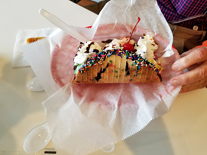 The ice cream taco&mdash;proof that culinary innovation is alive and well in Opelika. Sprinkles make everything better.
