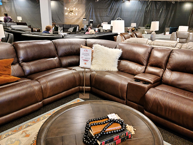 This leather sectional isn't just furniture&mdash;it's basically adopting a new family member that everyone will fight to sit next to.