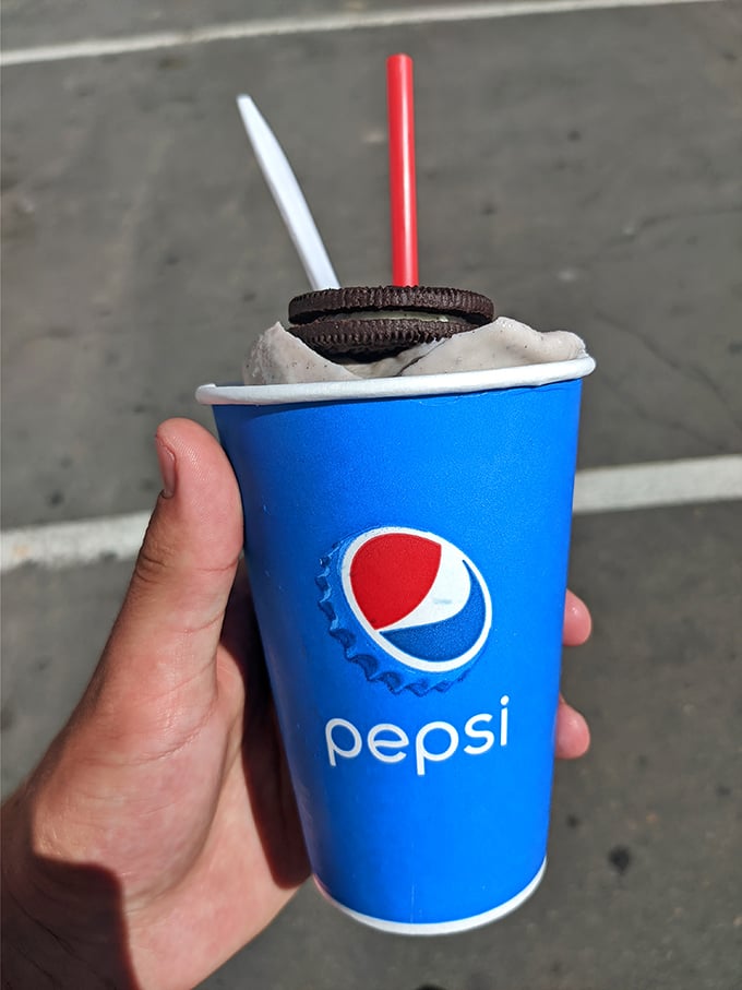 An Oreo shake that's thick enough to require serious straw commitment&mdash;dessert engineering at its finest.