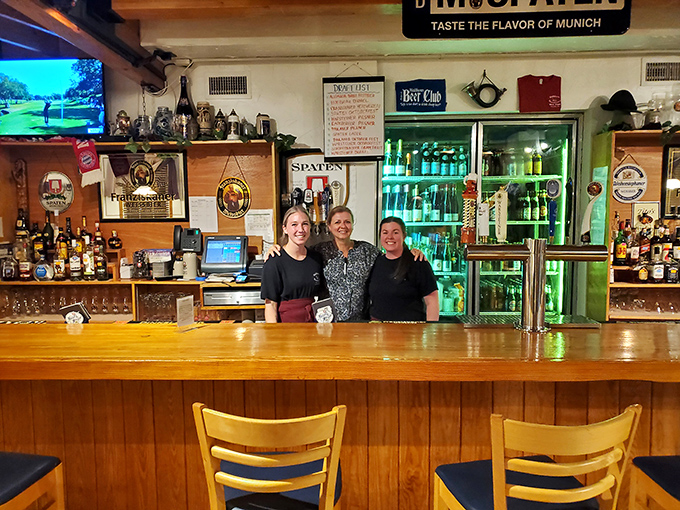 The bar staff's smiles are as warm as fresh-baked pretzels. These folks know their German brews better than most know their neighbors.