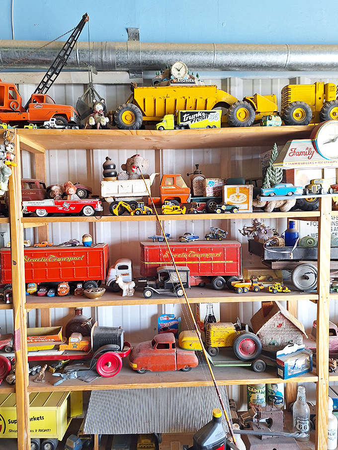 Not just toys, but time machines. Each shelf holds portals to childhood memories&mdash;when imagination turned simple metal into grand adventures.