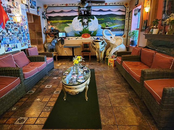 The waiting area isn't just a place to linger – it's your first hint that this isn't a rushed meal but a destination worth every minute of anticipation.