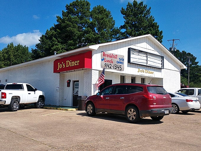 Jo's Diner: That crisp white building with the bold red awning is like finding a perfectly starched shirt&mdash;simple, classic, and always right.
