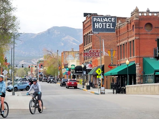 The Palace Hotel sign has guided weary travelers for generations. If those walls could talk, they'd probably need a drink first!