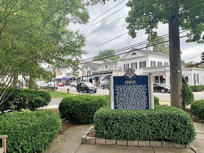 Historical markers and lush green hedges welcome you to the charming streets and classic New England architecture found in Essex.