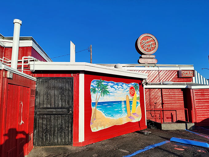 Harbor House Cafe: The sign promises food, but that cheerful red exterior delivers something better&mdash;a California state of mind.