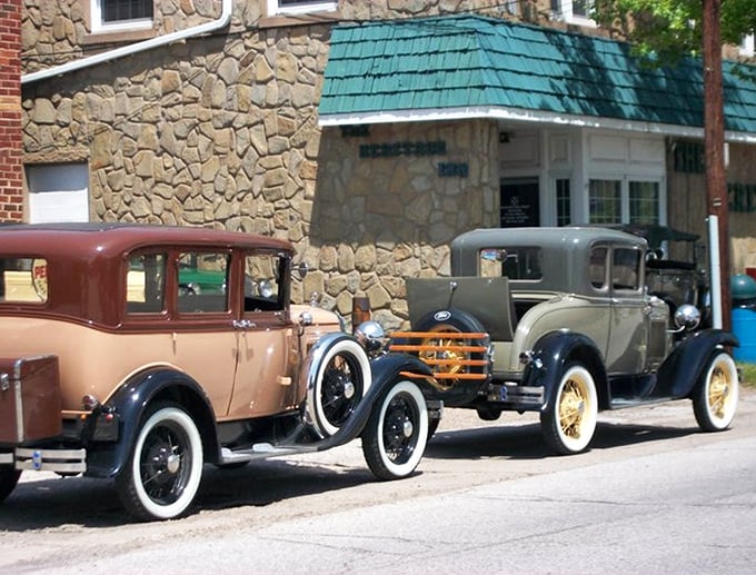 These Model A Fords lined up like old friends at a reunion show how automotive design evolved while maintaining distinctive personality.