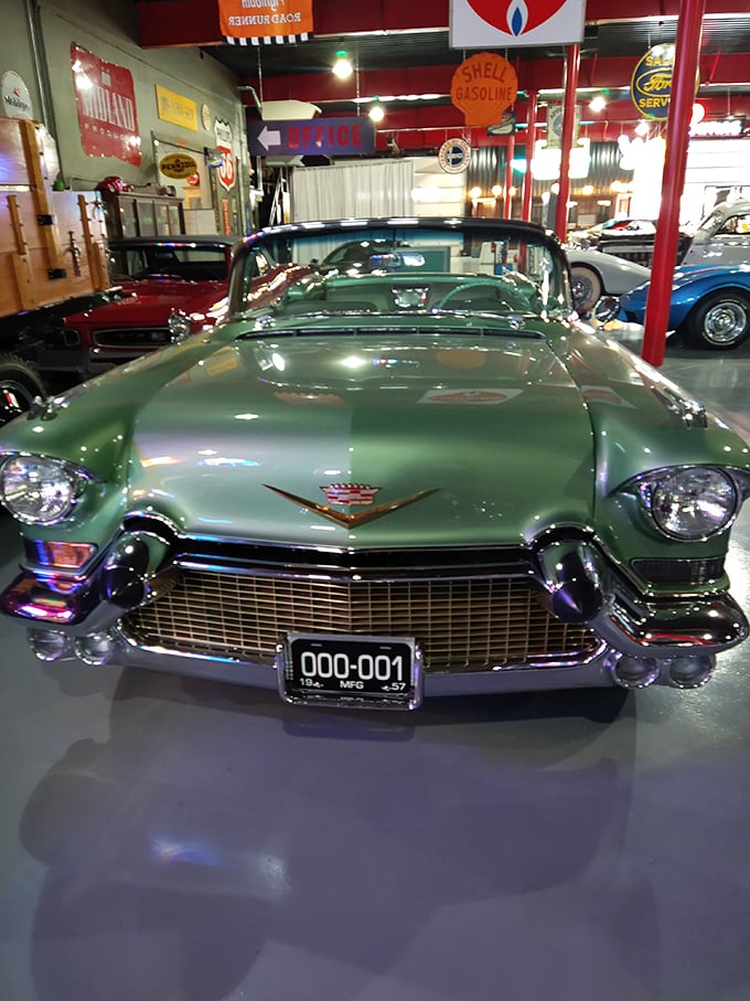 Cadillac's jade-green masterpiece showcases an era when cars were rolling sculptures. That massive grille isn't just a design element&mdash;it's a chrome-plated statement of American prosperity.