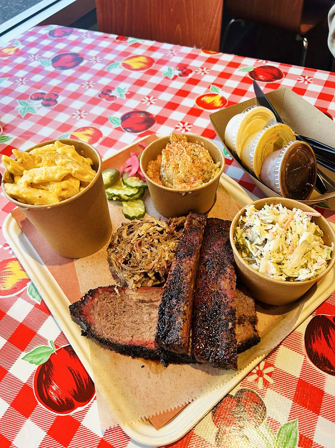 A barbecue platter that hits all the right notes&mdash;smoky, savory, creamy, and crunchy. This isn't a meal; it's a symphony for your mouth. 