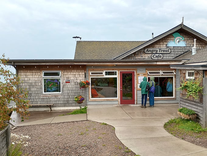 The Angry Trout Cafe's rustic exterior belies the culinary treasures within—where Lake Superior's bounty meets North Woods hospitality.
