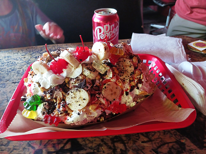 Dessert that defies gravity and restraint. This banana split has more going on than most people's weekend plans.