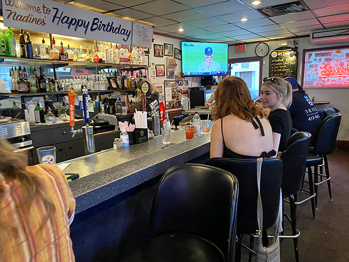"Welcome to Nadine's Happy Birthday" reads the sign, but every day feels like a celebration when you're perched at this neighborhood bar. 