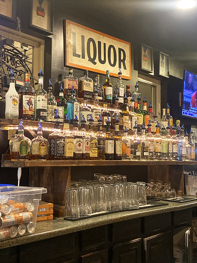 Not just a bar, but a liquid library of possibilities. Each bottle promises a different story to complement your BBQ adventure.