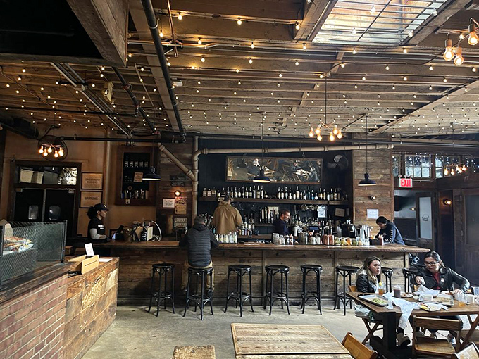 The bar area feels like your coolest friend's living room, if that friend happened to have exceptional taste in both bourbon and barbecue.