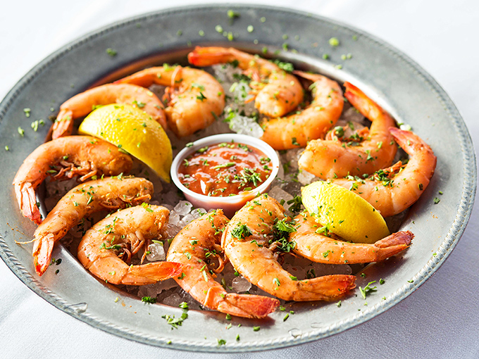 Boiled shrimp arranged in a perfect circle&mdash;like a delicious clock counting down to the moment you'll order seconds.
