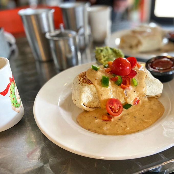Breakfast burrito elevated with veggie sausage gravy &ndash; like your favorite comfort food went to college and came back sophisticated but still fun.