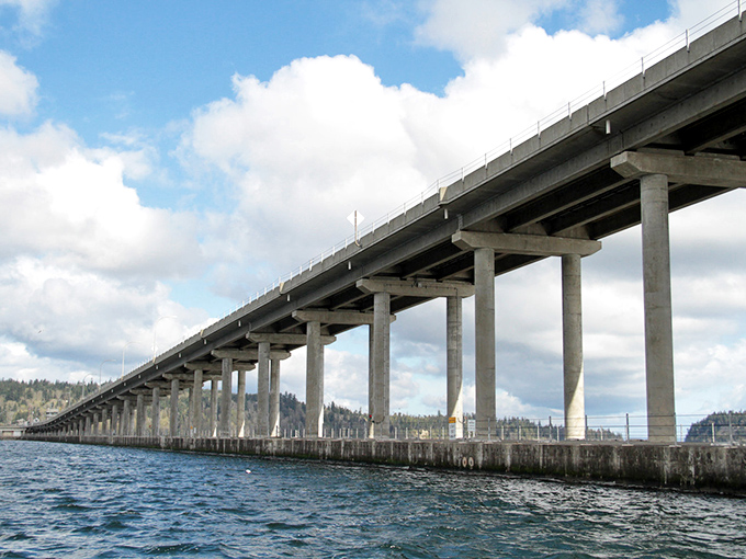 The Hood Canal Bridge connects the Olympic Peninsula to the mainland, a concrete umbilical cord that allows Port Townsend to remain connected yet wonderfully apart.