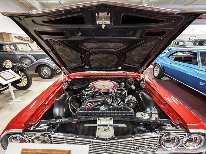 Pop the hood and behold automotive artistry&mdash;this immaculately preserved engine compartment looks ready to rumble to life at the turn of a key.