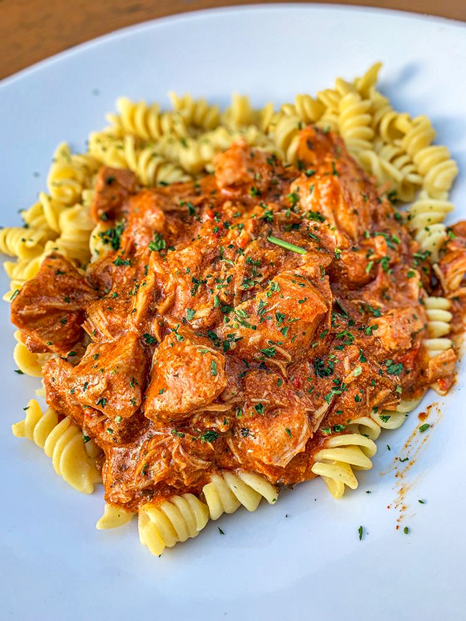 Paprikash doesn't just hug your taste buds &ndash; it slow dances with them. This creamy, paprika-kissed chicken over pasta is comfort defined.
