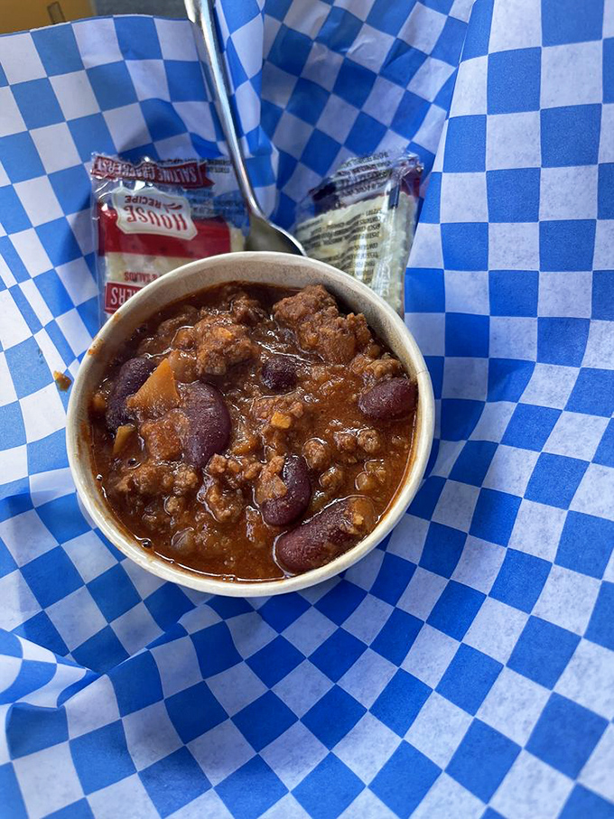 This isn't your average chili&mdash;it's a spicy, meaty revelation served in an unassuming cup. Don't let its humble appearance fool you. 