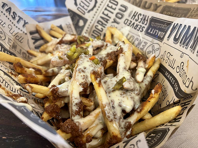 These aren't just fries; they're a foundation for chili, cheese, and all things wonderful&mdash;a fork-required commitment to deliciousness.