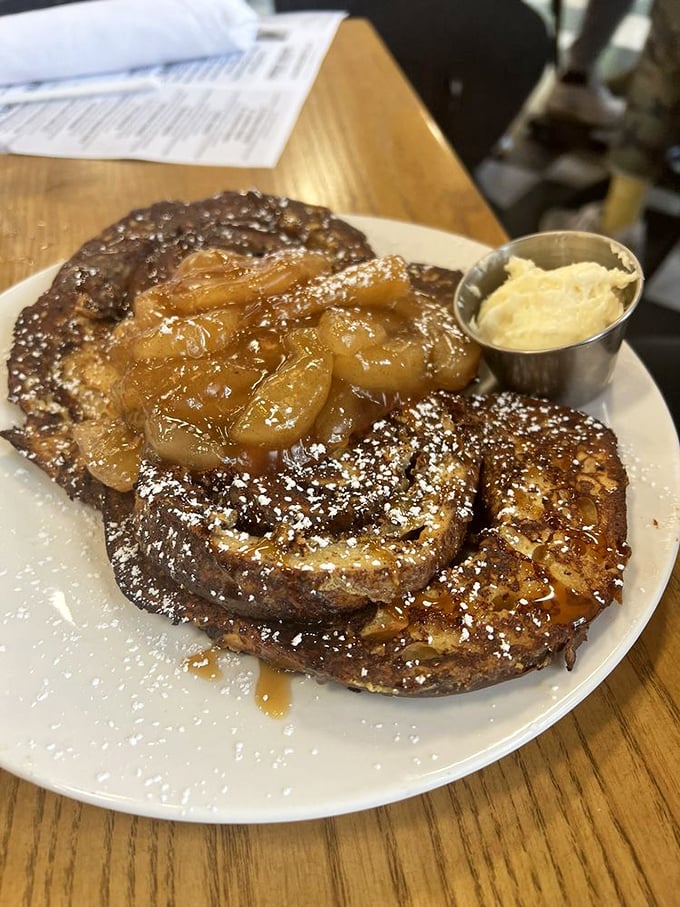 Cinnamon bun French toast with caramelized apples &ndash; because sometimes breakfast should feel like you're getting away with something.