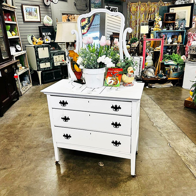 This isn't just a dresser—it's a statement piece with more character than most modern furniture will ever develop.