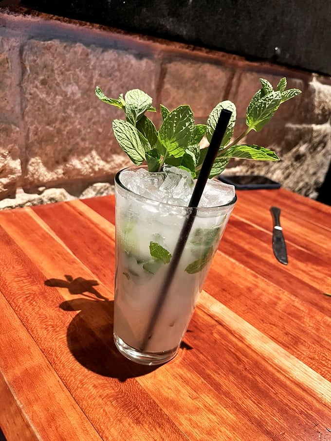 A mojito garnished with fresh mint that's practically a bouquet. This isn't just a drink&mdash;it's a refreshment revelation.