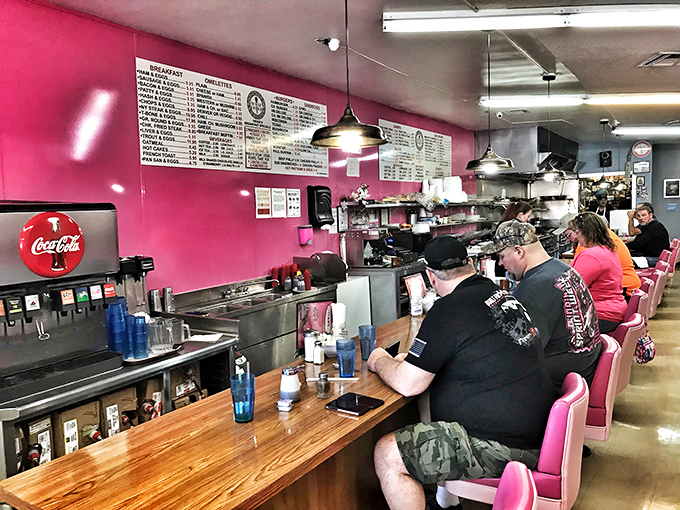 Counter seats: the front-row tickets to the greatest show on earth &ndash; breakfast being made. It's like watching a delicious ballet, but with more bacon sizzles and pancake flips.