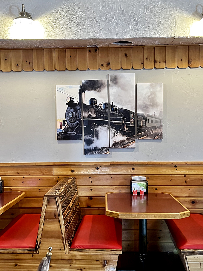 That train artwork isn't just decoration&mdash;it's a reminder that good meals, like good journeys, are about the experience, not just the destination.