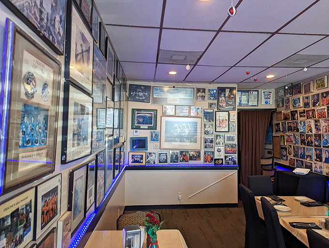 Space memorabilia covering every inch of wall space. Eating pasta while surrounded by NASA history&mdash;only in Houston, folks.