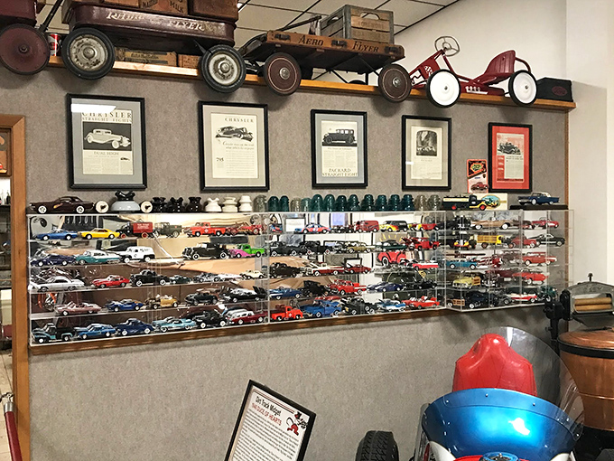 Childhood dreams in miniature. This collection of model cars and vintage pedal cars proves automotive passion starts small.