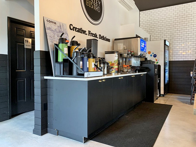 The coffee station&mdash;civilization's most important invention since indoor plumbing. This is where morning magic begins its transformation.