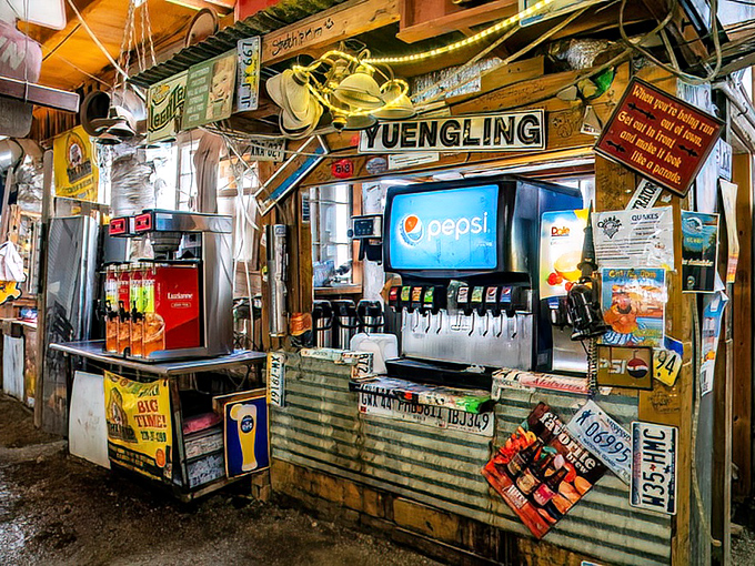 Even the drink station looks like it was built by someone who loves BBQ more than modern architecture &ndash; and that's exactly right.