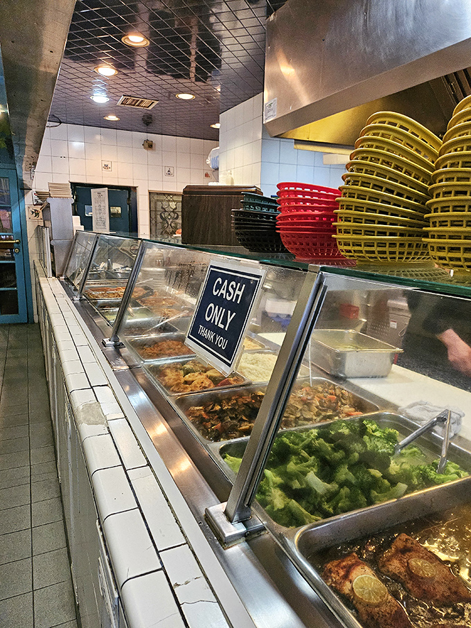 The steam table of dreams! Each metal tray holds Mediterranean treasures waiting to transform your ordinary lunch hour into something extraordinary.