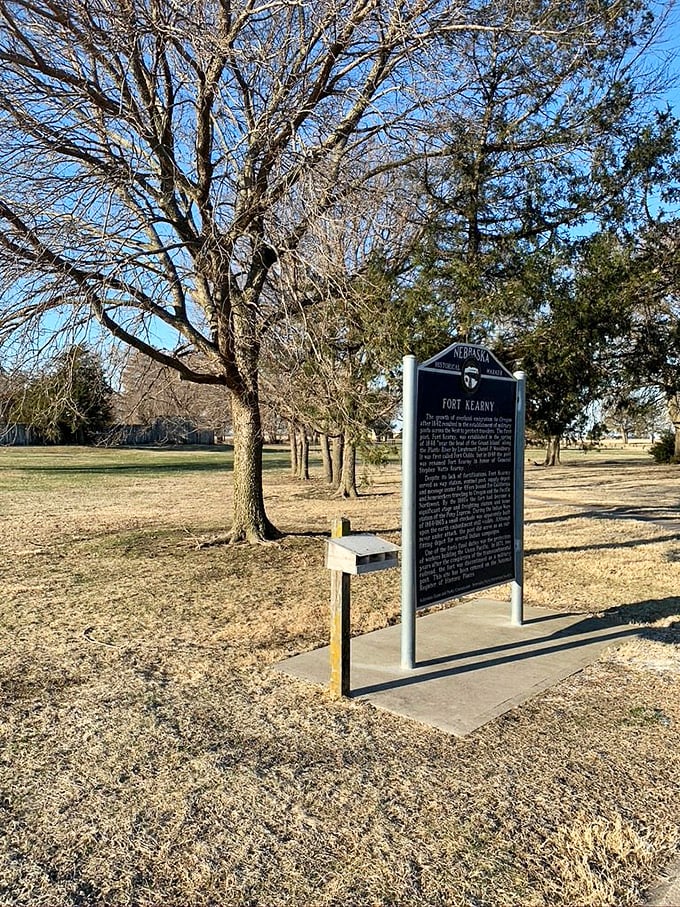 Fort Kearny's historical marker tells tales of westward expansion. History lessons without the textbook prices&mdash;just add imagination.